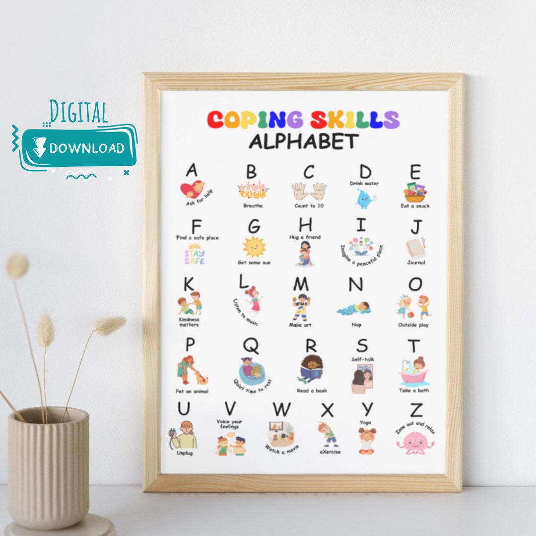 Coping Skills Alphabet ABC Poster Print, Calming Corner Decor, Calming ...