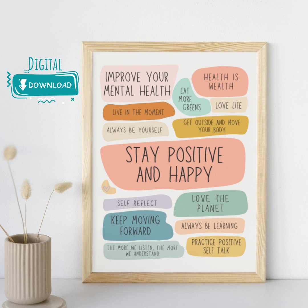 Improve Mental Health Poster, Mindfulness Positivity Print, Healthy ...