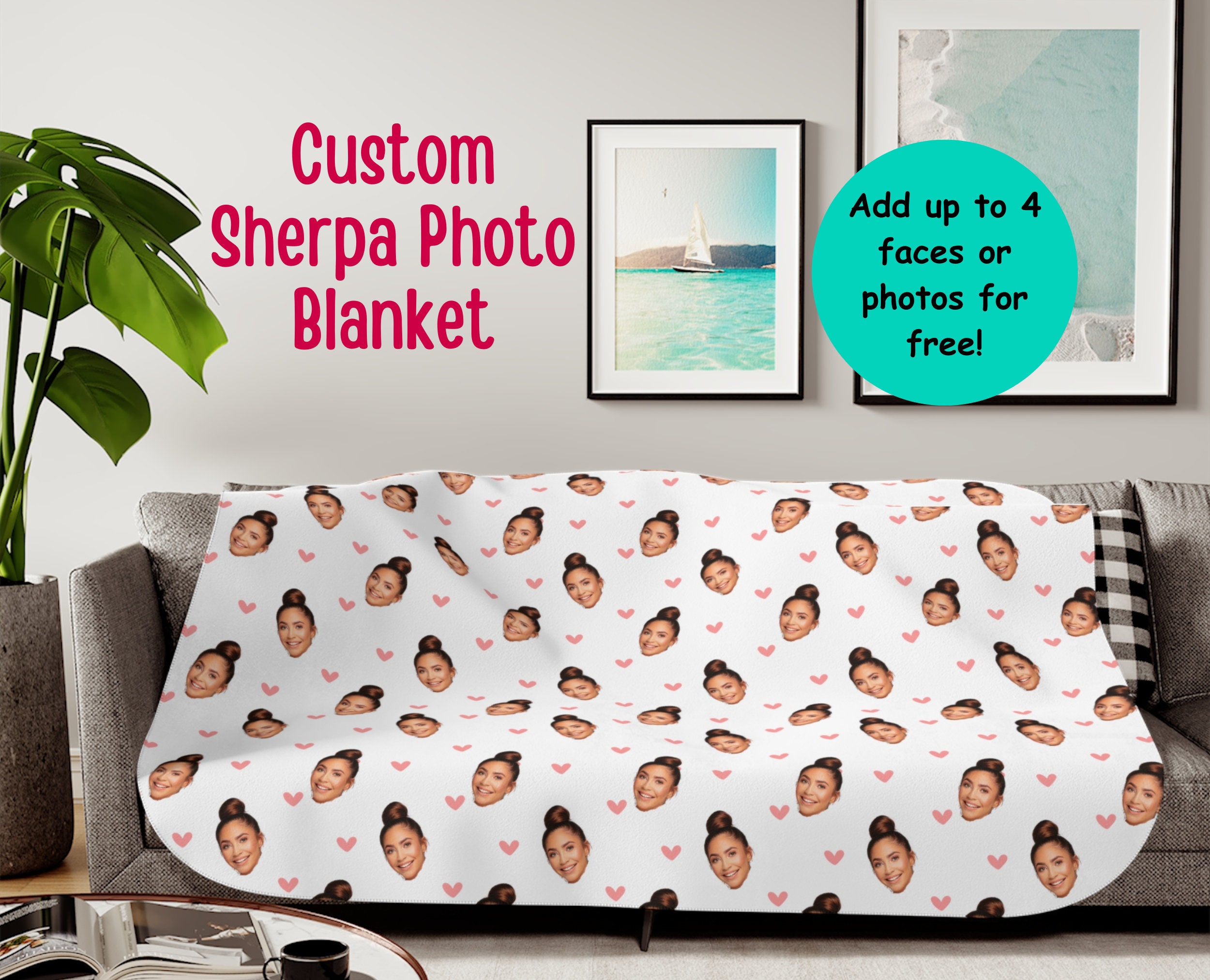 Custom Photo Blanket, Sherpa Lined Blanket, Insert Your Design Picture ...