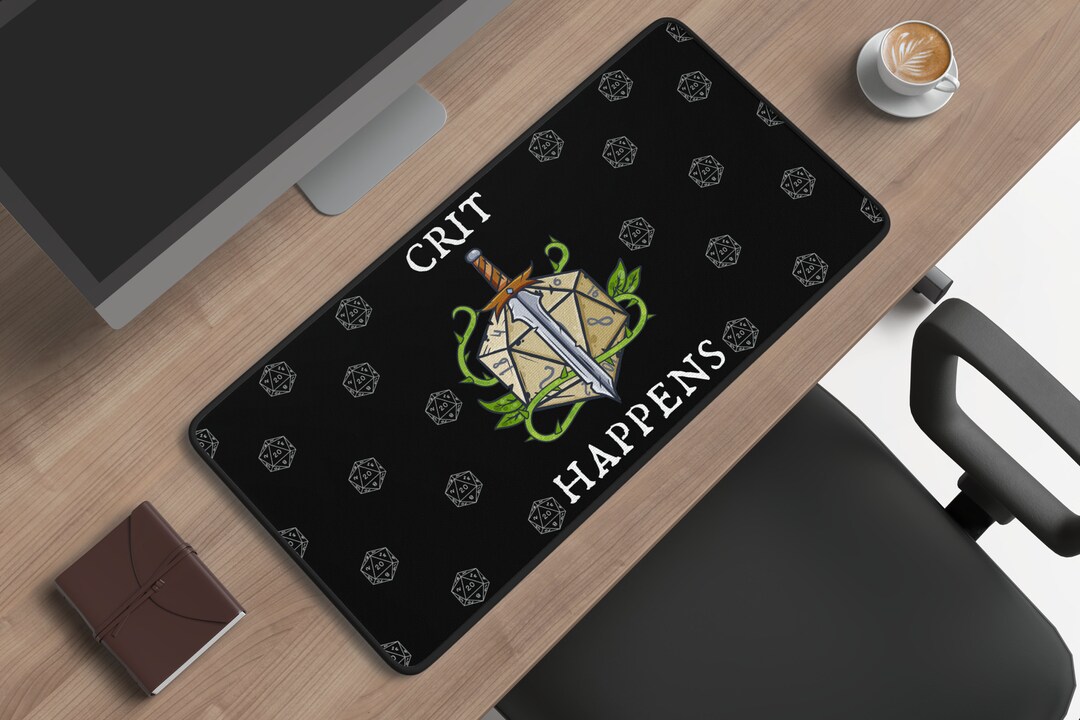 Crit Happens Dnd Desk Mat, Dice Rolling Mat, Dungeon Master Game Mat ...