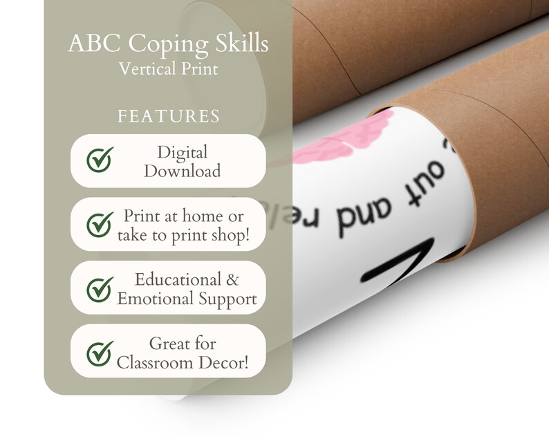 Coping Skills Alphabet ABC Poster Print, Calming Corner Decor, Calming ...