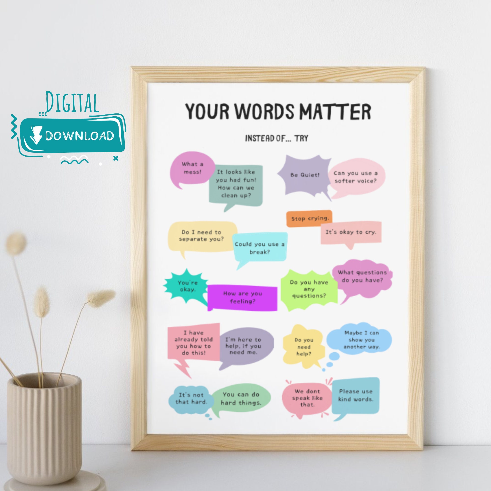 Your Words Matter Poster Print, Calm Down Corner Decor, Calming ...