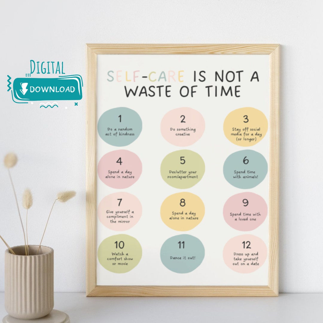 Self Care Poster Print, Self-care Checklist, Mental Health Poster ...