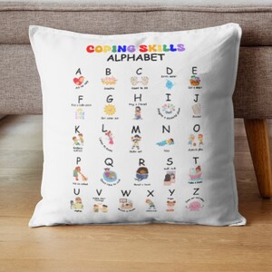 Coping Skills Alphabet Pillow Calm Corner Decor, Calming Corner ...