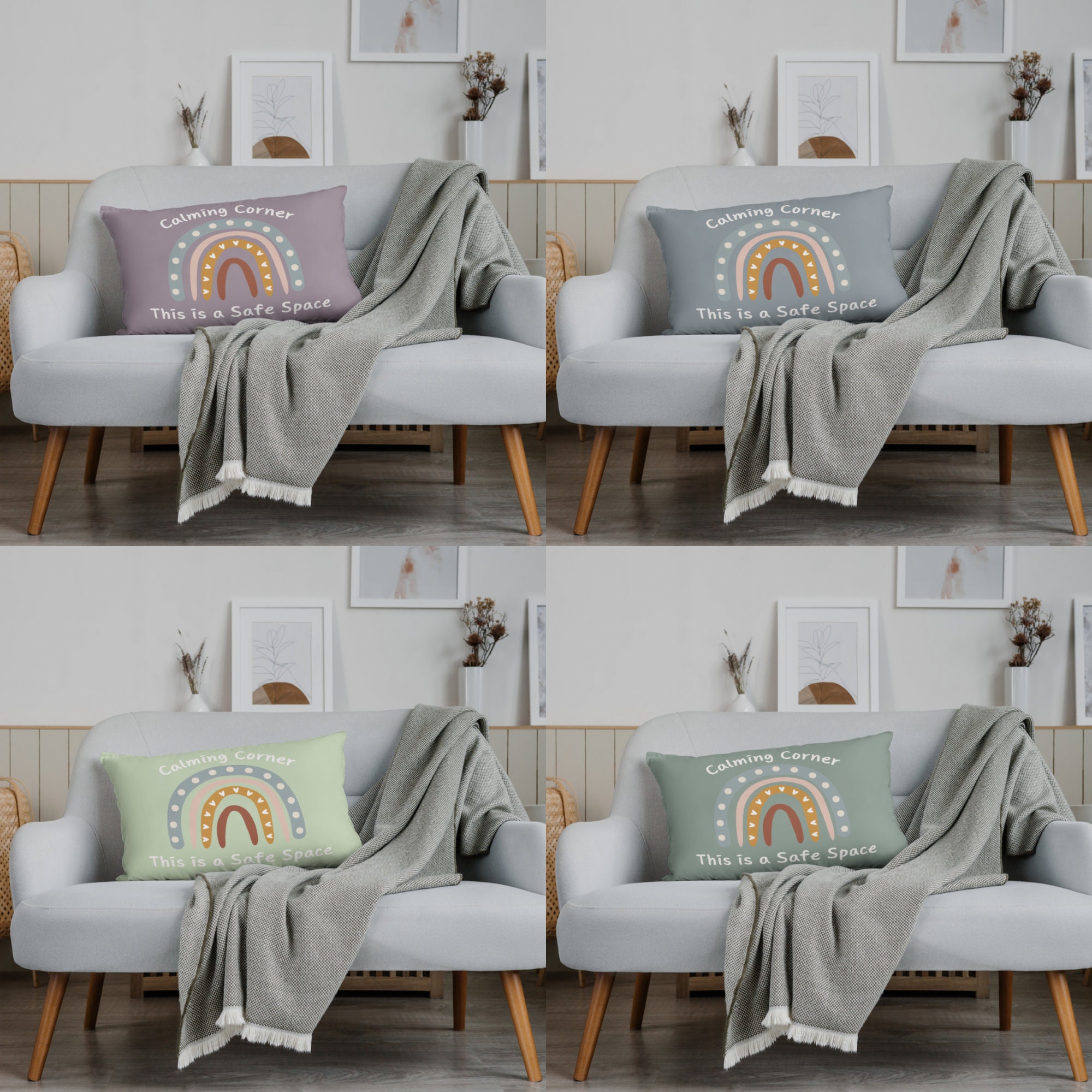 Calm Down Corner Pillow, Safe Space Calming Corner Kids Boho Lumbar ...