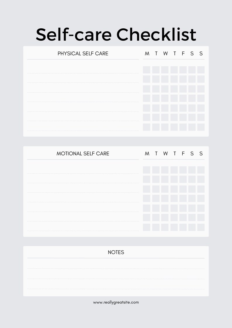 Self Care Checklist, Self-care Planner, Selfcare Journal Tracker ...