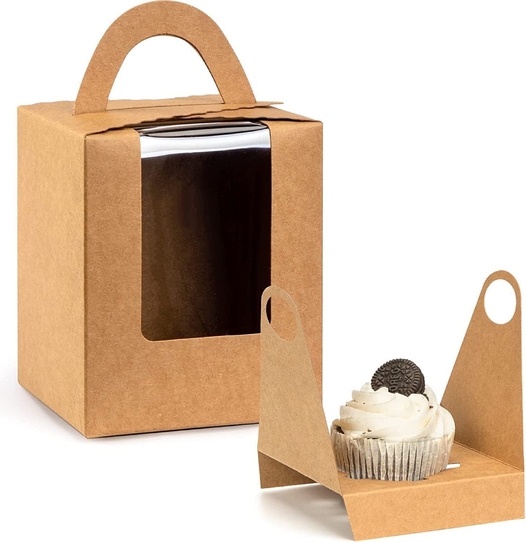 Kraft Cupcake Boxes, 4 Different Color Single Cupcake Carrier With ...
