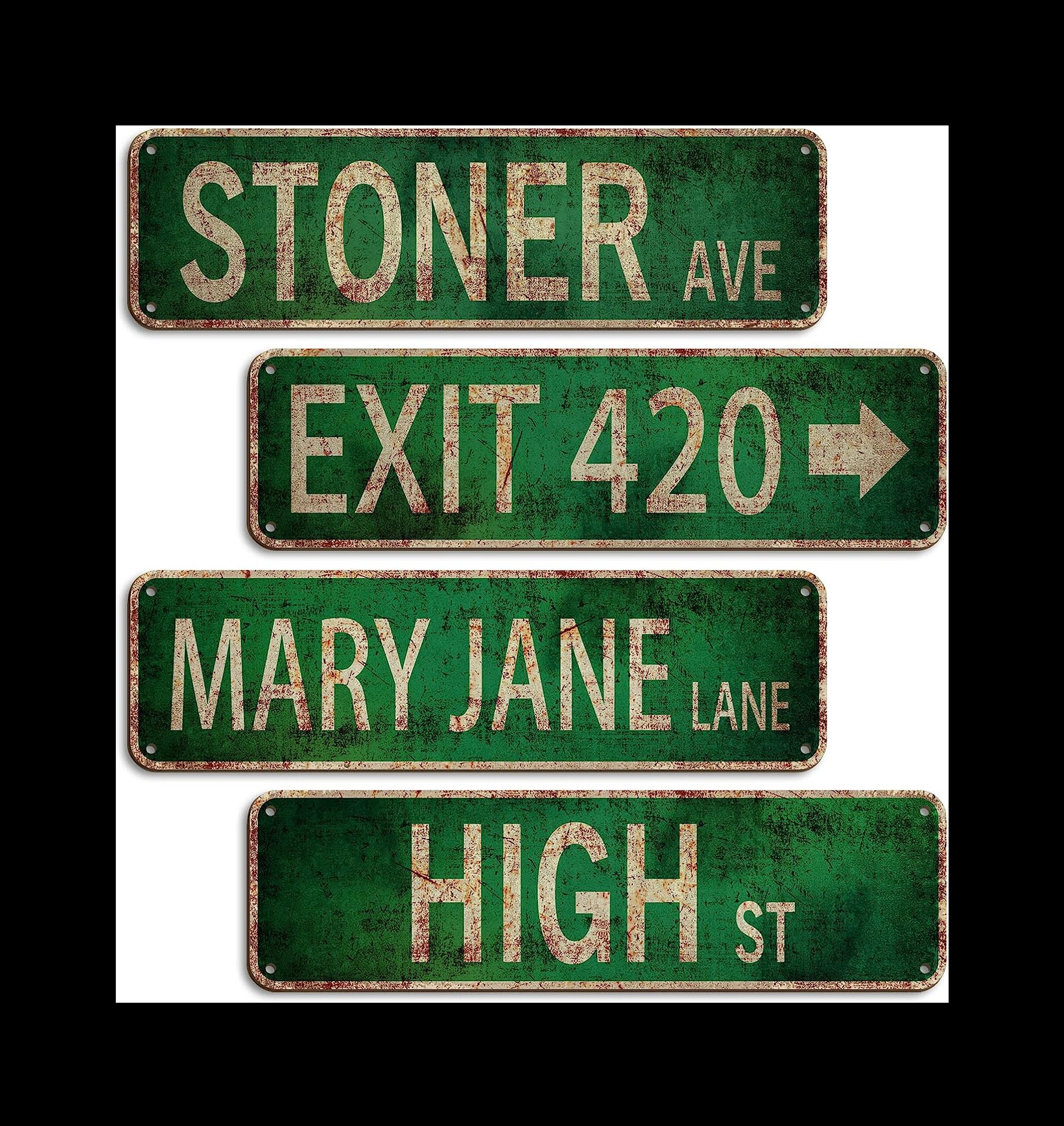 Retro Stoner Street Signs Set Vintage Inspired Room Decor - Etsy