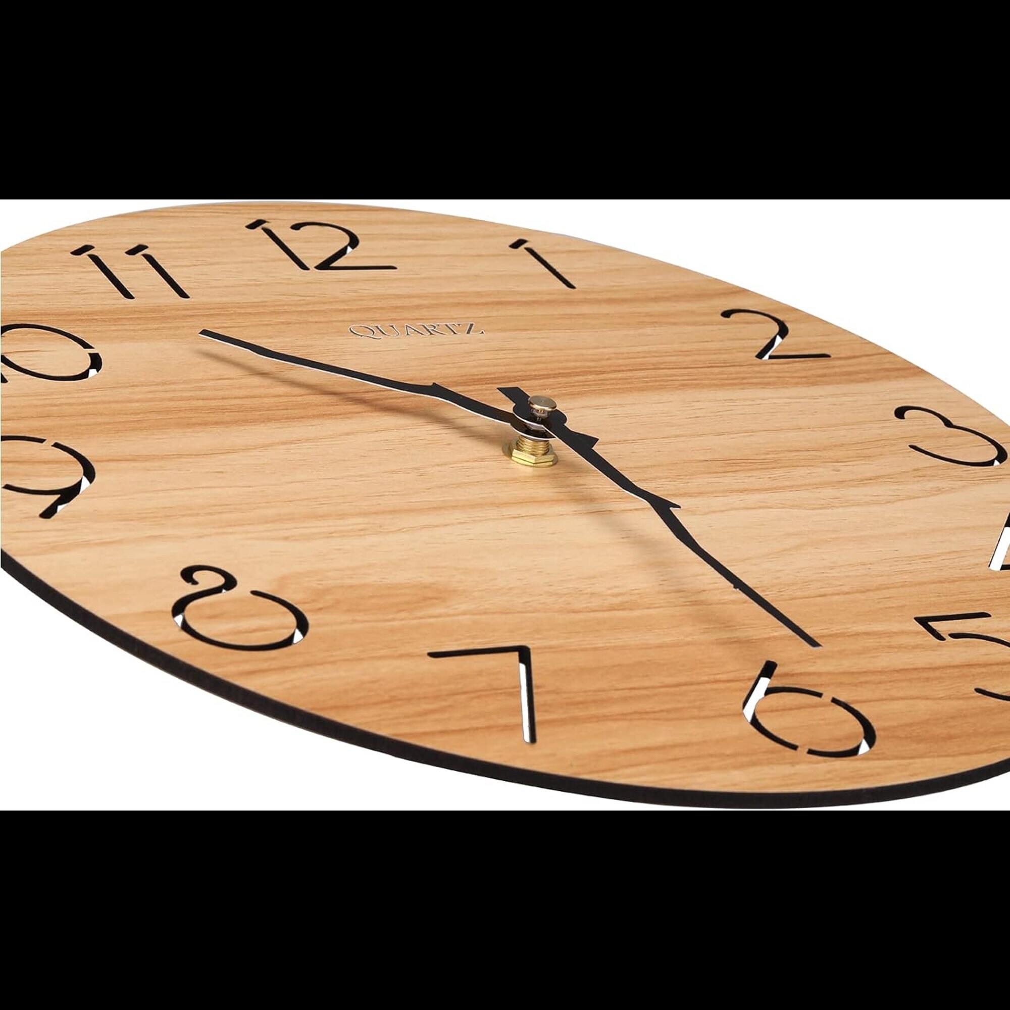 12 Inch Wood Wall Clock Simple Design, Silent Non-ticking, Battery ...