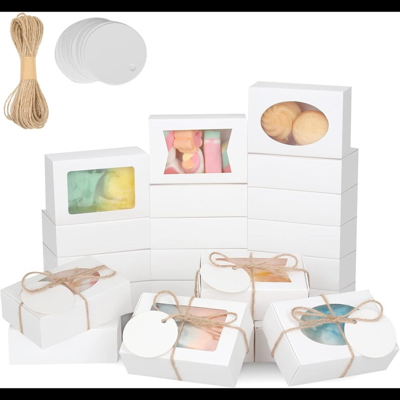 30/60/100 Pack Small Rectangle Kraft Paper Boxes With Clear Windows,3.5 ... 30/60/100 Pack Small Rectangle Kraft Paper Boxes With Clear Windows,3.5 ...