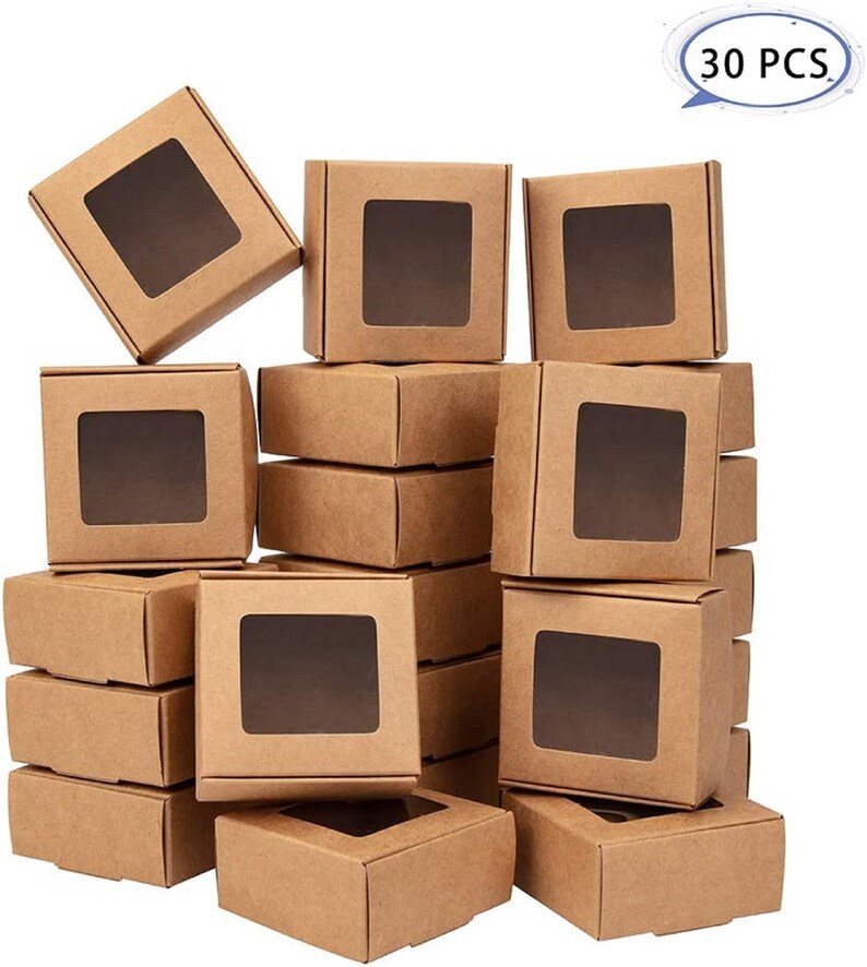 30pcs 2.5x2.5x1.2 Inch Square Black Kraft Paper Boxes With - Etsy