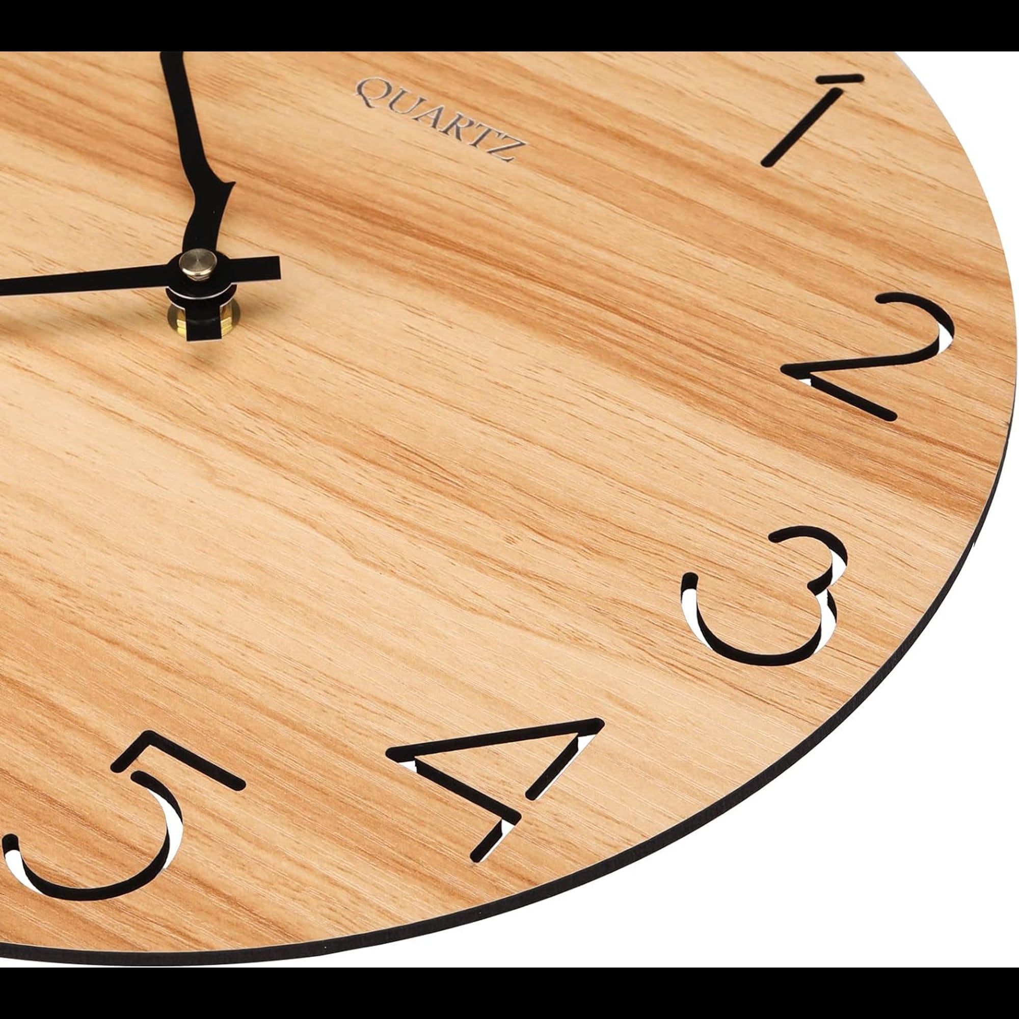 12 Inch Wood Wall Clock Simple Design, Silent Non-ticking, Battery ...