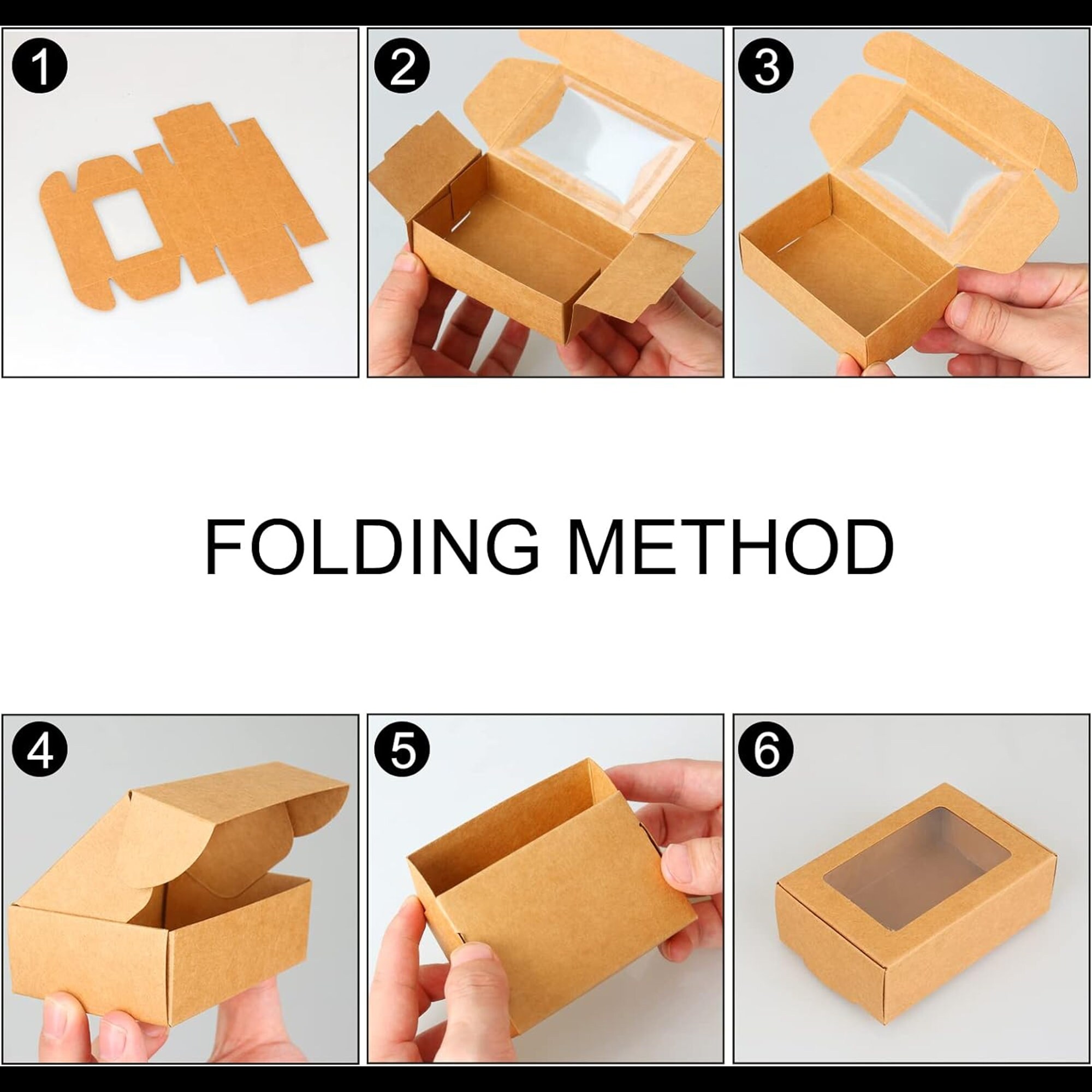 30/60/100 Pack Small Rectangle Kraft Paper Boxes With Clear Windows,3.5 ...