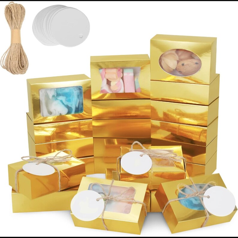 30/60/100 Pack Small Rectangle Kraft Paper Boxes With Clear Windows,3.5 ...