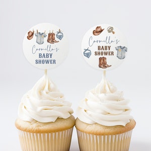 Cowboy Baby Shower Cupcake Toppers, Western Baby Shower Stickers ...