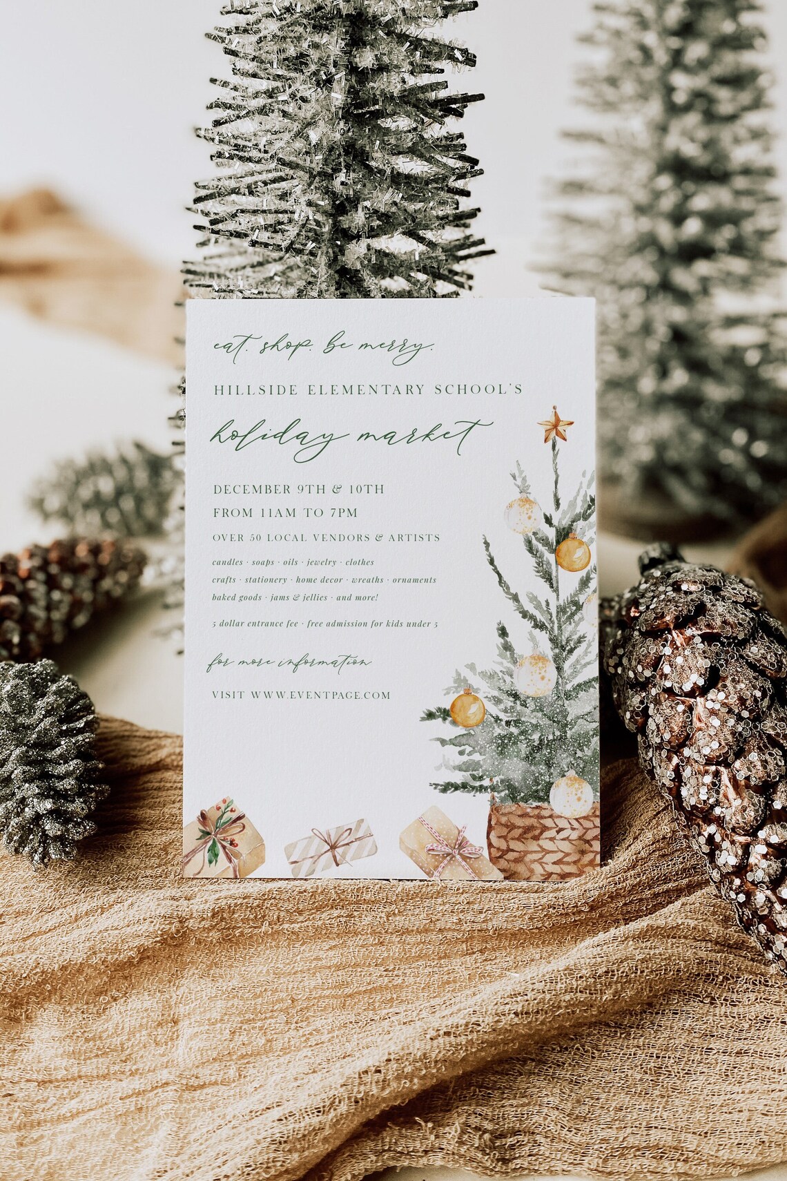 Christmas Flyer Template, Holiday Market Editable Template, Printable ...