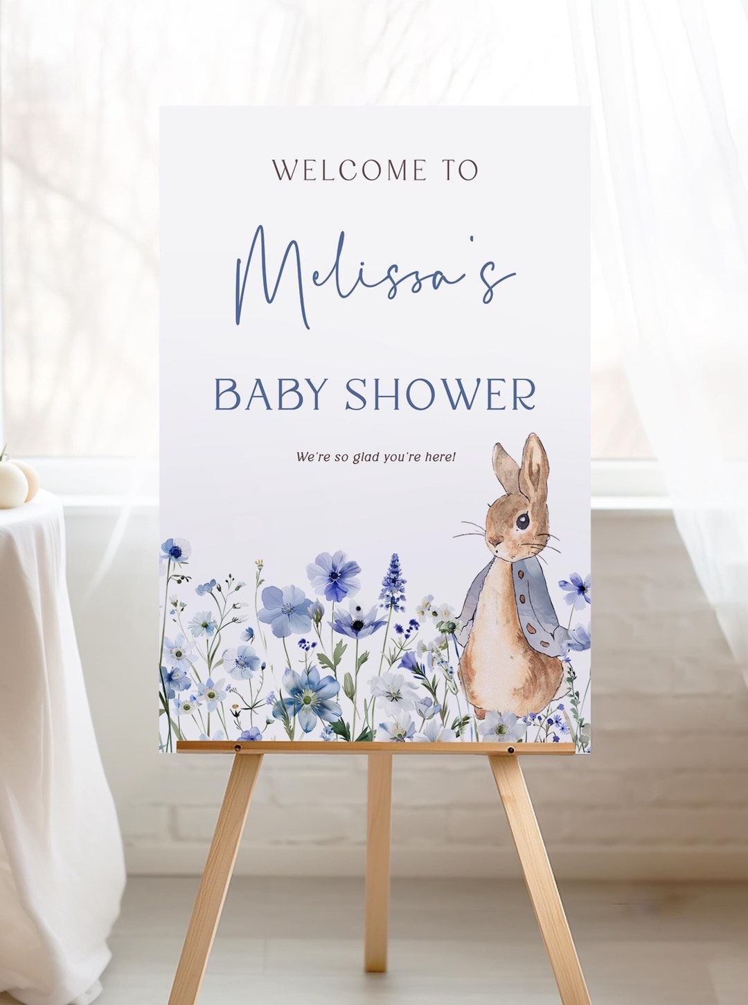 Peter Rabbit Baby Shower Welcome Sign, Bunny Baby Shower Welcome Sign ...