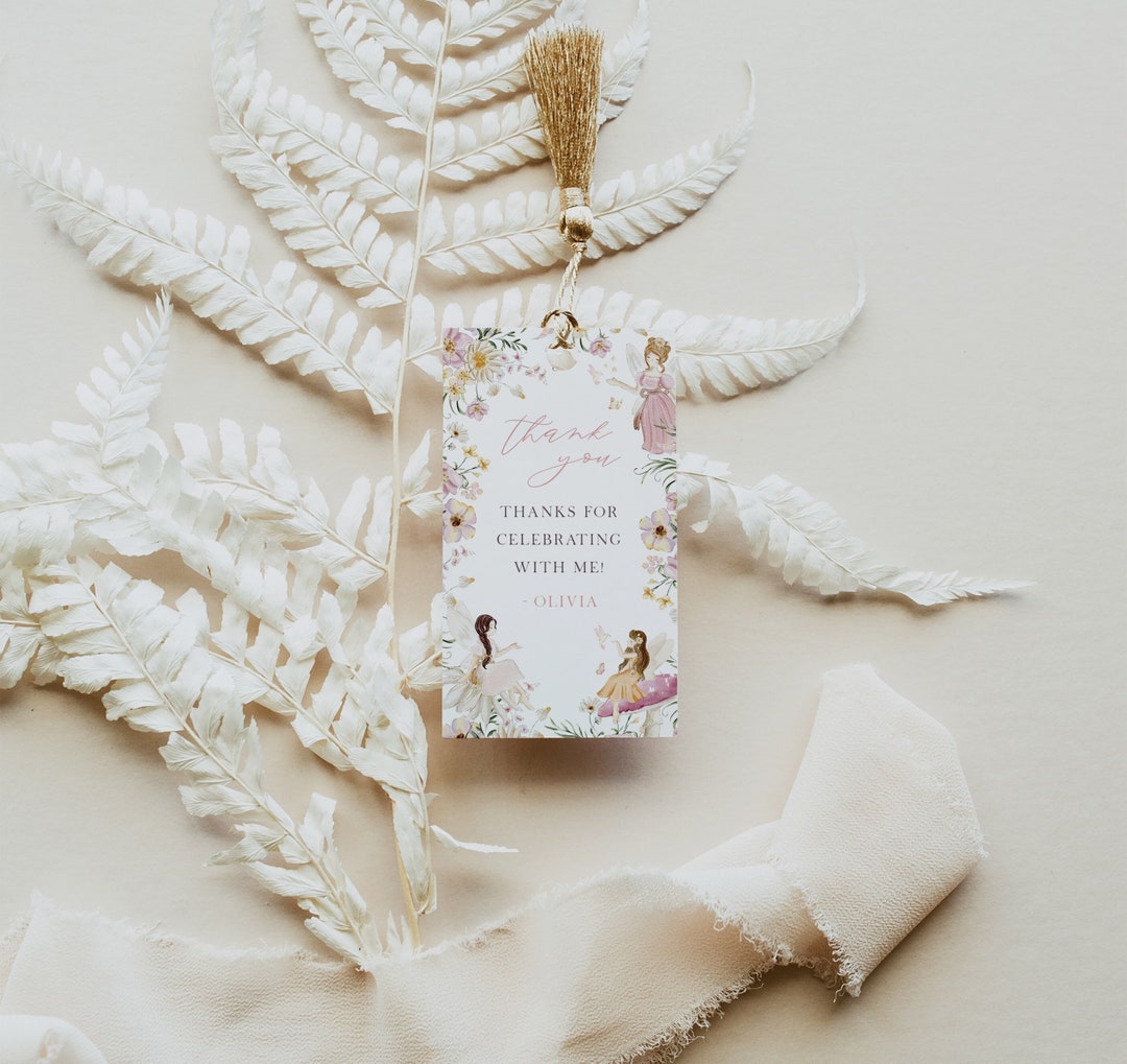 Fairy First Birthday Favor Tag Template, Printable Fairy Favor Tags ...