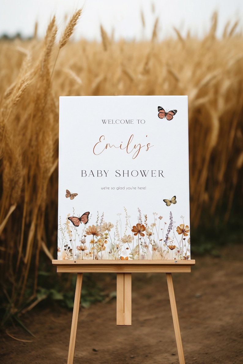 Butterfly Baby Shower Welcome Sign Template Printable Baby - Etsy