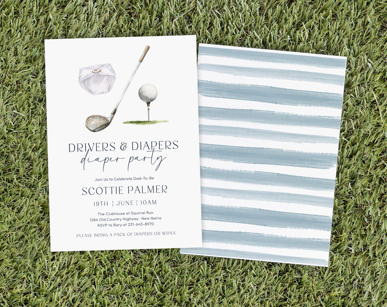 Golf Diaper Party Invitation Template, Drivers & Diapers Men's Diaper ...