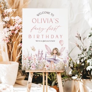 Fairy First Birthday Welcome Sign Template: Editable Printable - Etsy