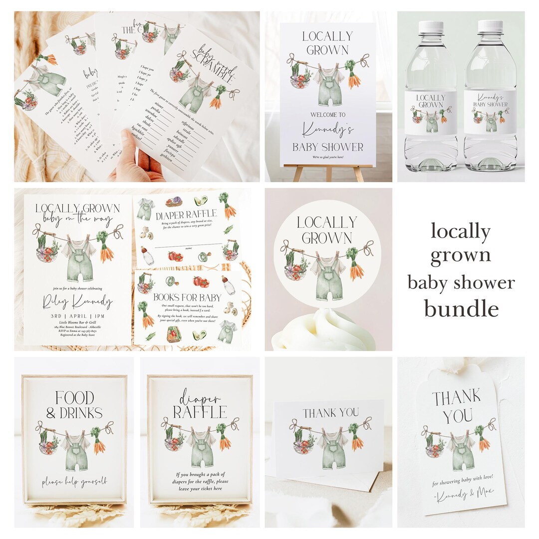 Locally Grown Baby Shower Bundle, Boho Farmer's Market Baby Sprinkle ...