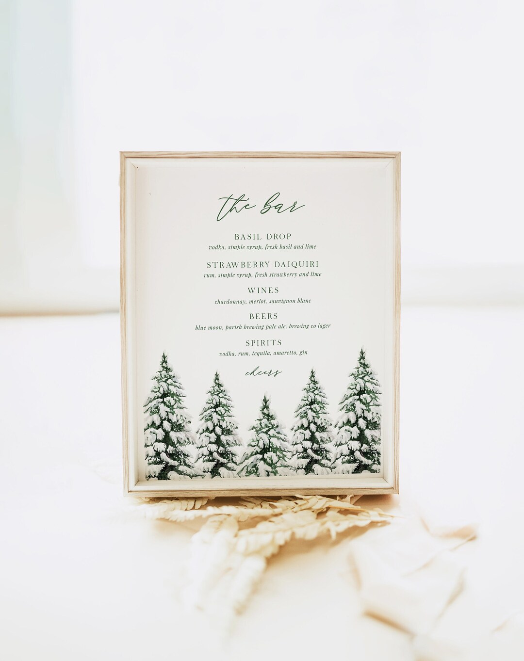 Christmas Bar Menu Sign Template, Printable Holiday Bar Sign Editable ...