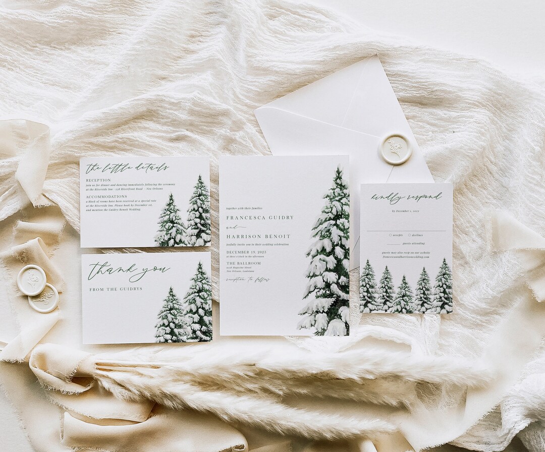 Winter Wedding Invitation Template, Editable Christmas Wedding ...