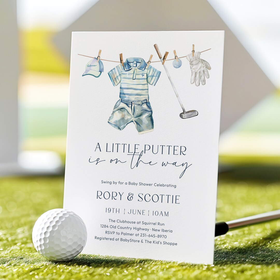 Golf Baby Shower Invitation Template, Little Putter on the Way, Baby ...