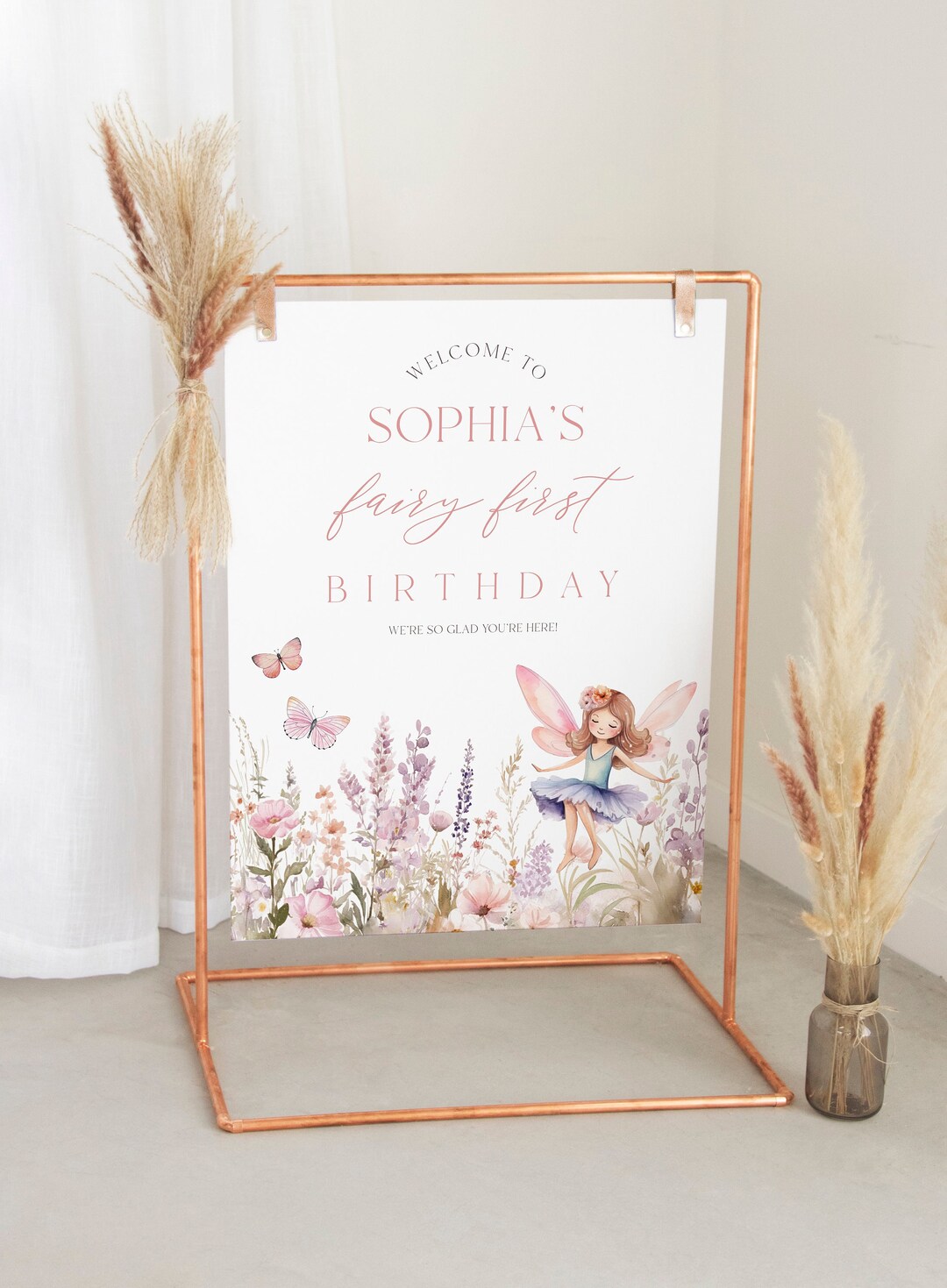Fairy First Birthday Welcome Sign Template, Printable Fairy Welcome ...