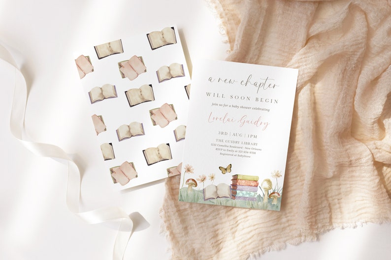 Book Themed Baby Shower Invitation Template, Printable Storybook Baby ...