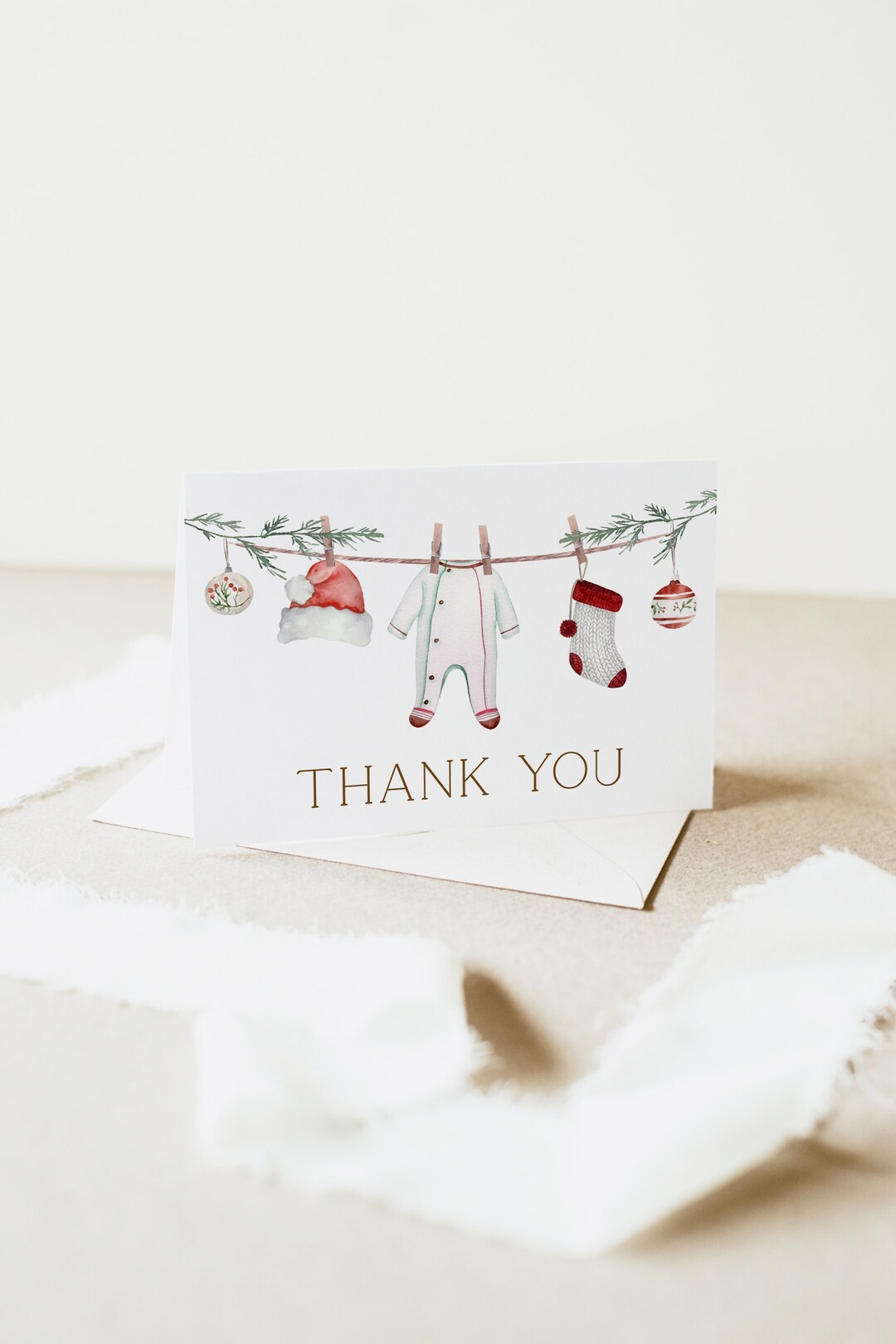 Christmas Baby Shower Thank You Card Template, Editable Winter Baby ...