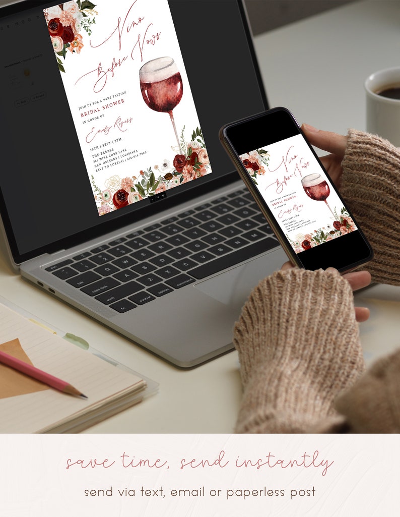 Vino Before Vows Invitation Template, Wine Tasting Bridal Shower Invite ...