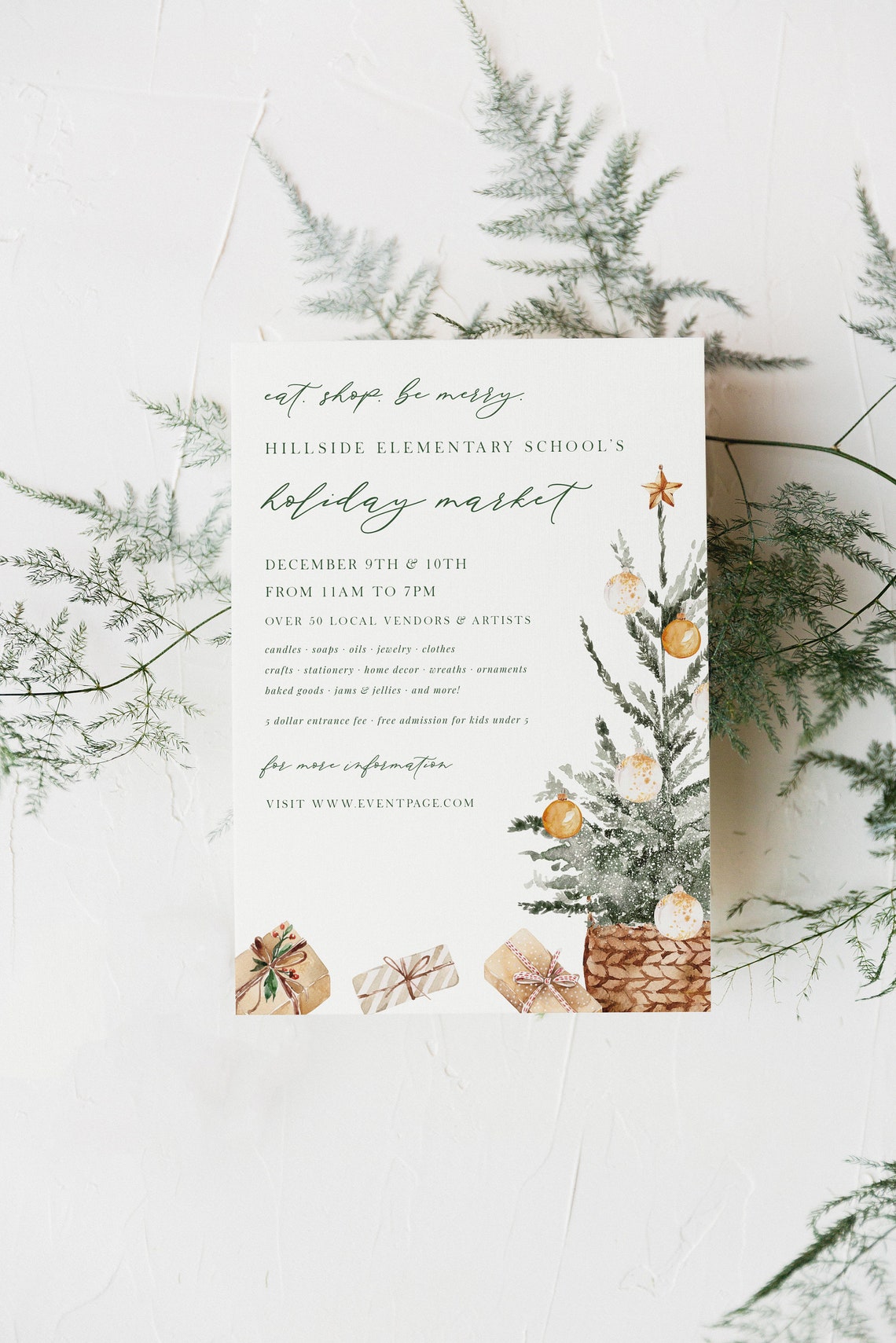 Christmas Flyer Template, Holiday Market Editable Template, Printable ...