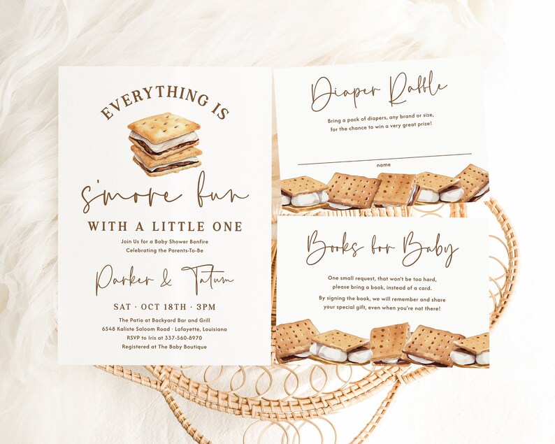 Smore Baby Shower Invitation Template, Printable Smores Baby Shower ...