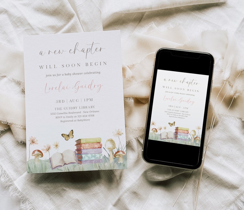 Book Themed Baby Shower Invitation Template, Printable Storybook Baby ...