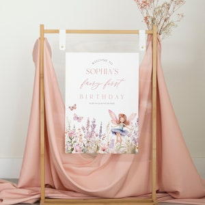 Fairy First Birthday Welcome Sign Template, Printable Fairy Welcome ...