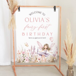Fairy First Birthday Welcome Sign Template: Editable Printable - Etsy