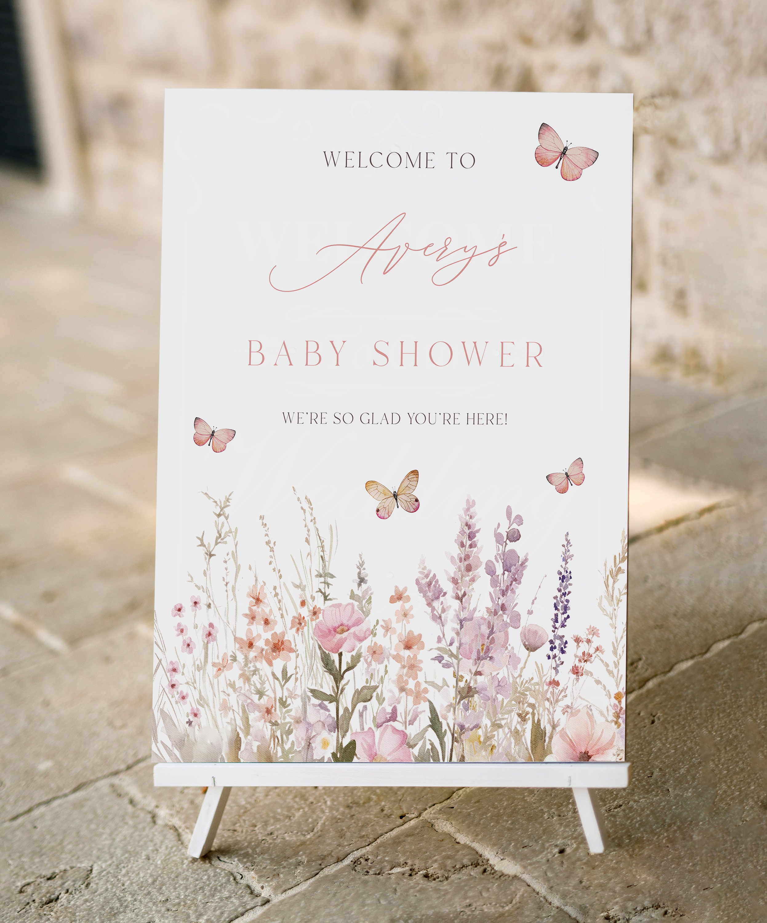 Butterfly Baby Shower Welcome Sign Template, Printable Baby in Bloom ...