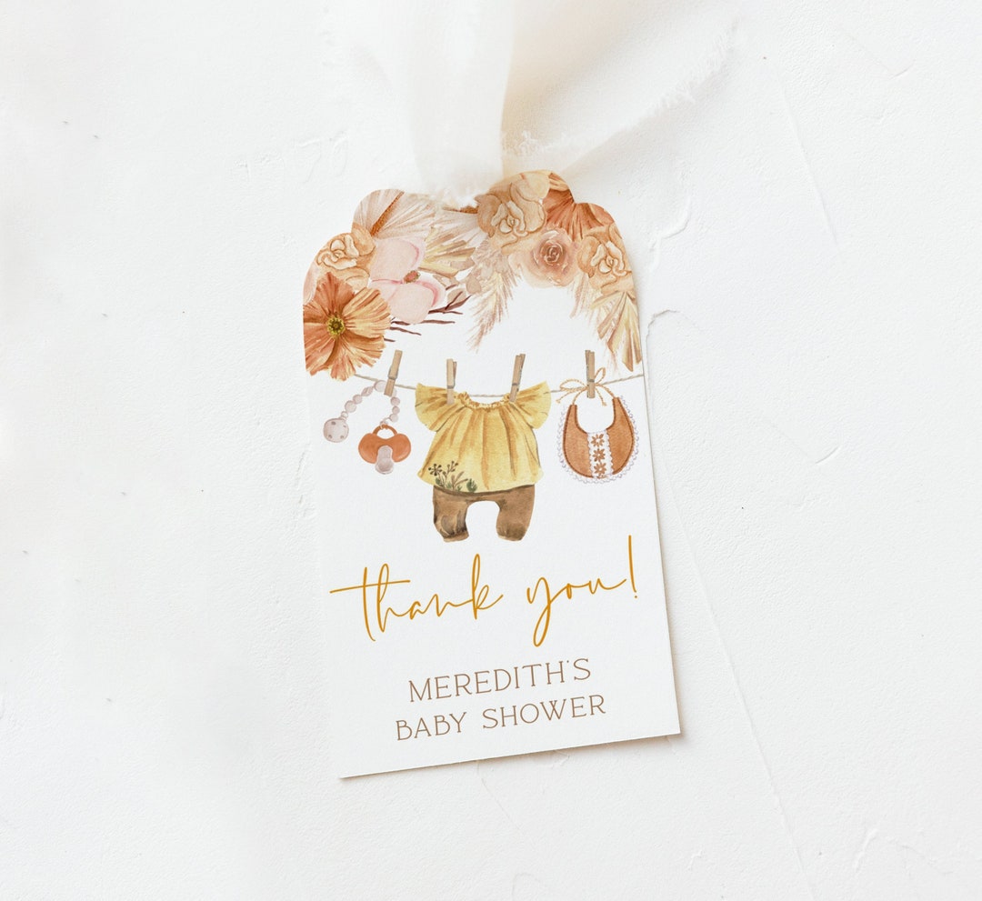 Fall Baby Shower Thank You Tag Template, Printable Boho Beige Fall Baby ...