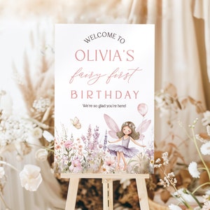 Fairy First Birthday Welcome Sign Template: Editable Printable - Etsy