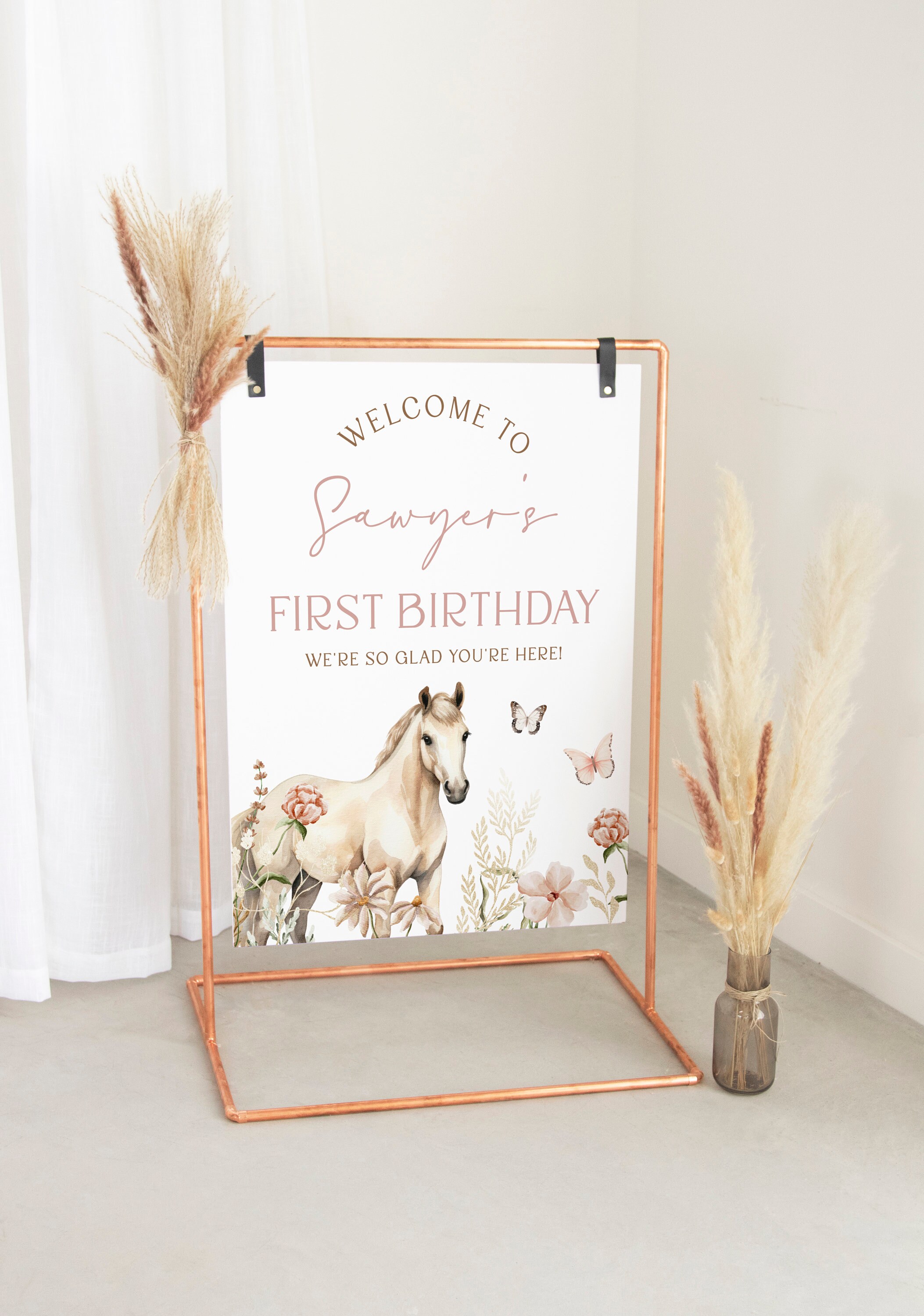 Horse Birthday Welcome Sign Template, Printable Wildflower Horse ...