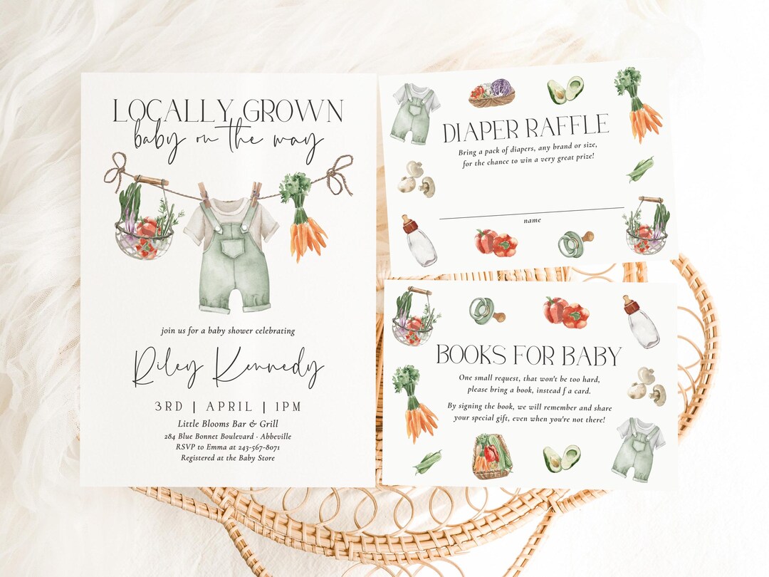 Locally Grown Baby Shower Invitation Template, Farmer's Market Baby ...
