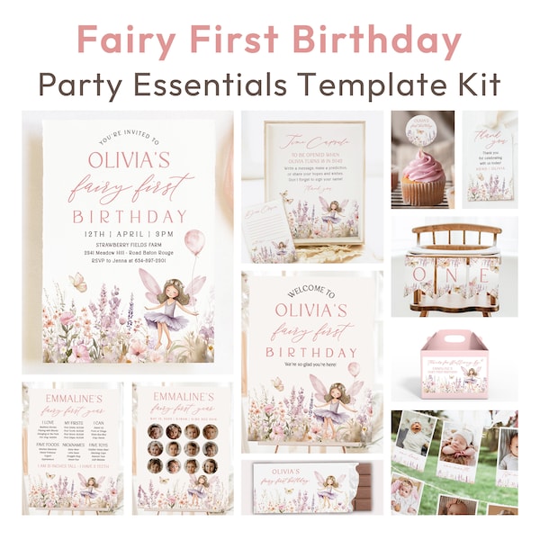 Fairy First Birthday Printable Bundle - Etsy