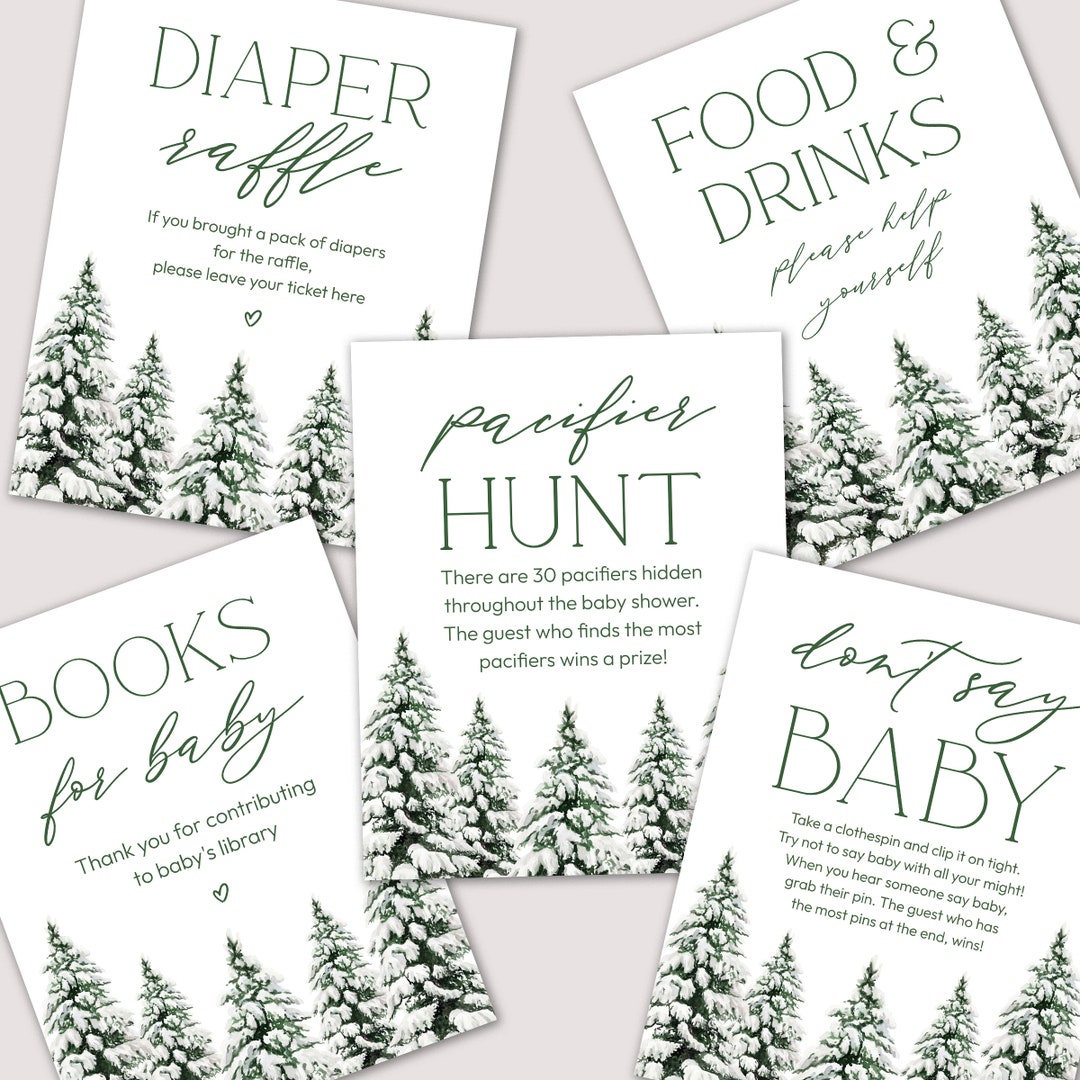 Printable Christmas Baby Shower Signs, Merry Little Baby Shower Decor ...