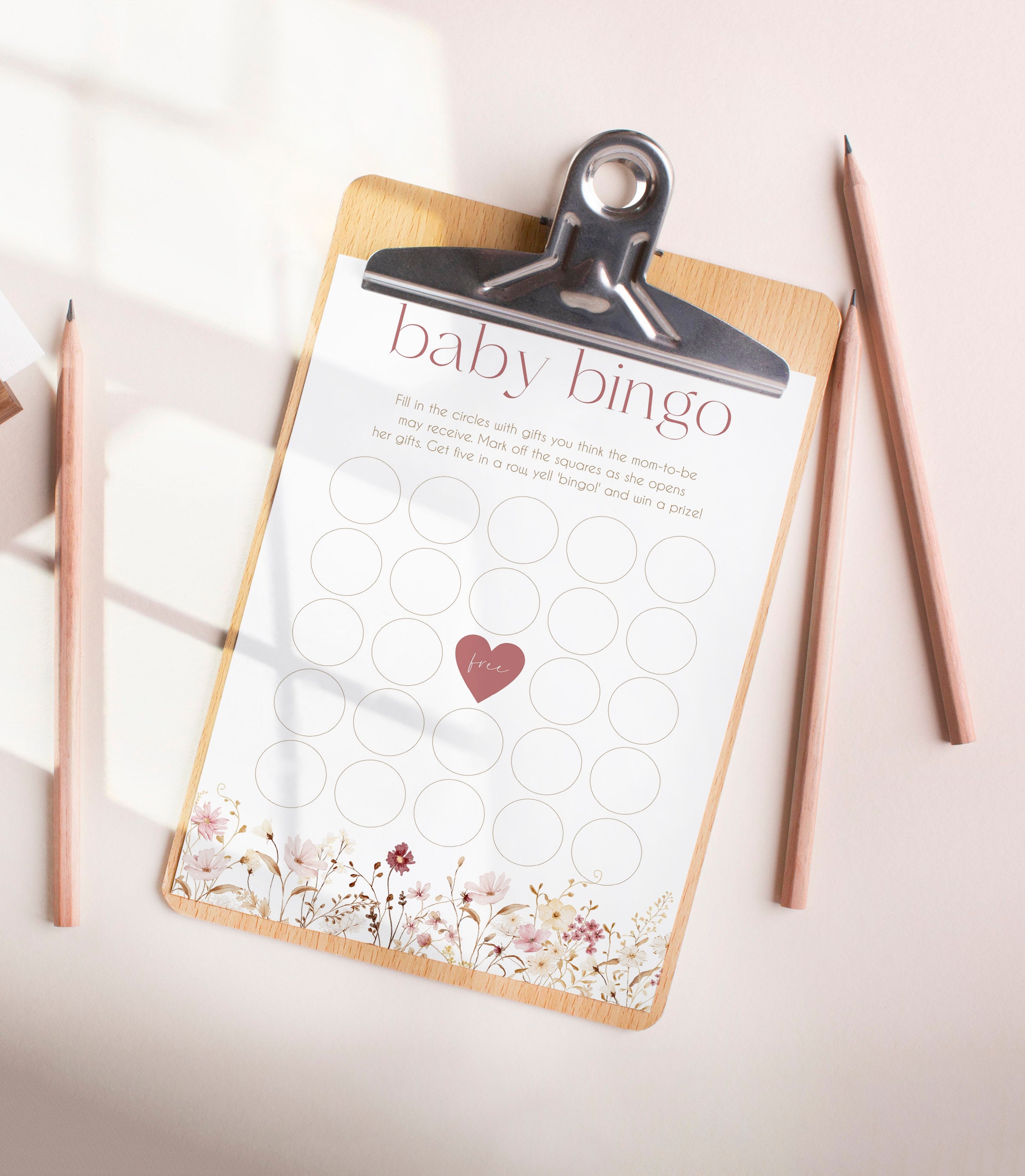 Boho Baby Shower Bingo Cards Printable Wildflower Baby Shower - Etsy