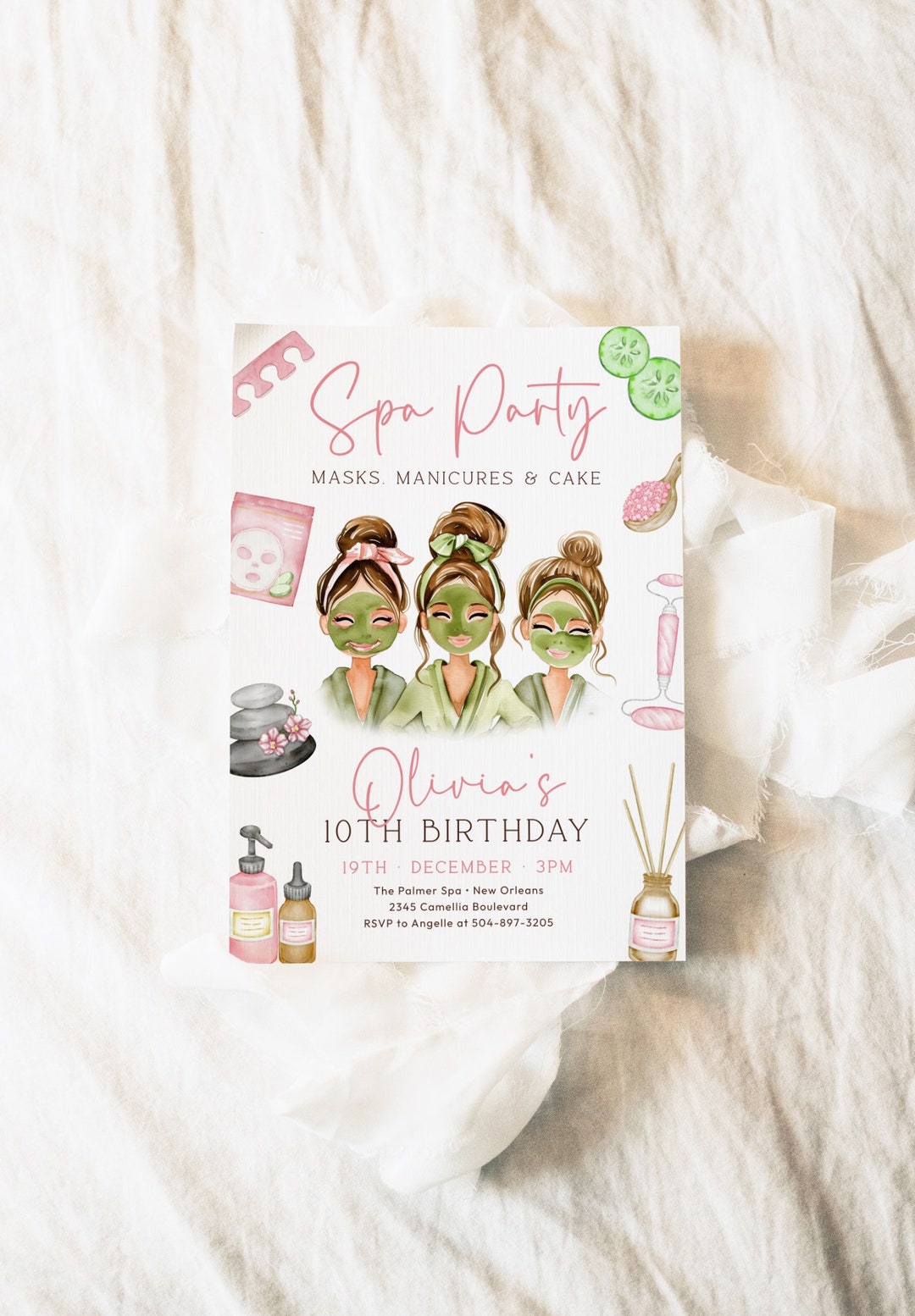 Spa Party Birthday Invitation Template: Editable Pamper Evite - Etsy
