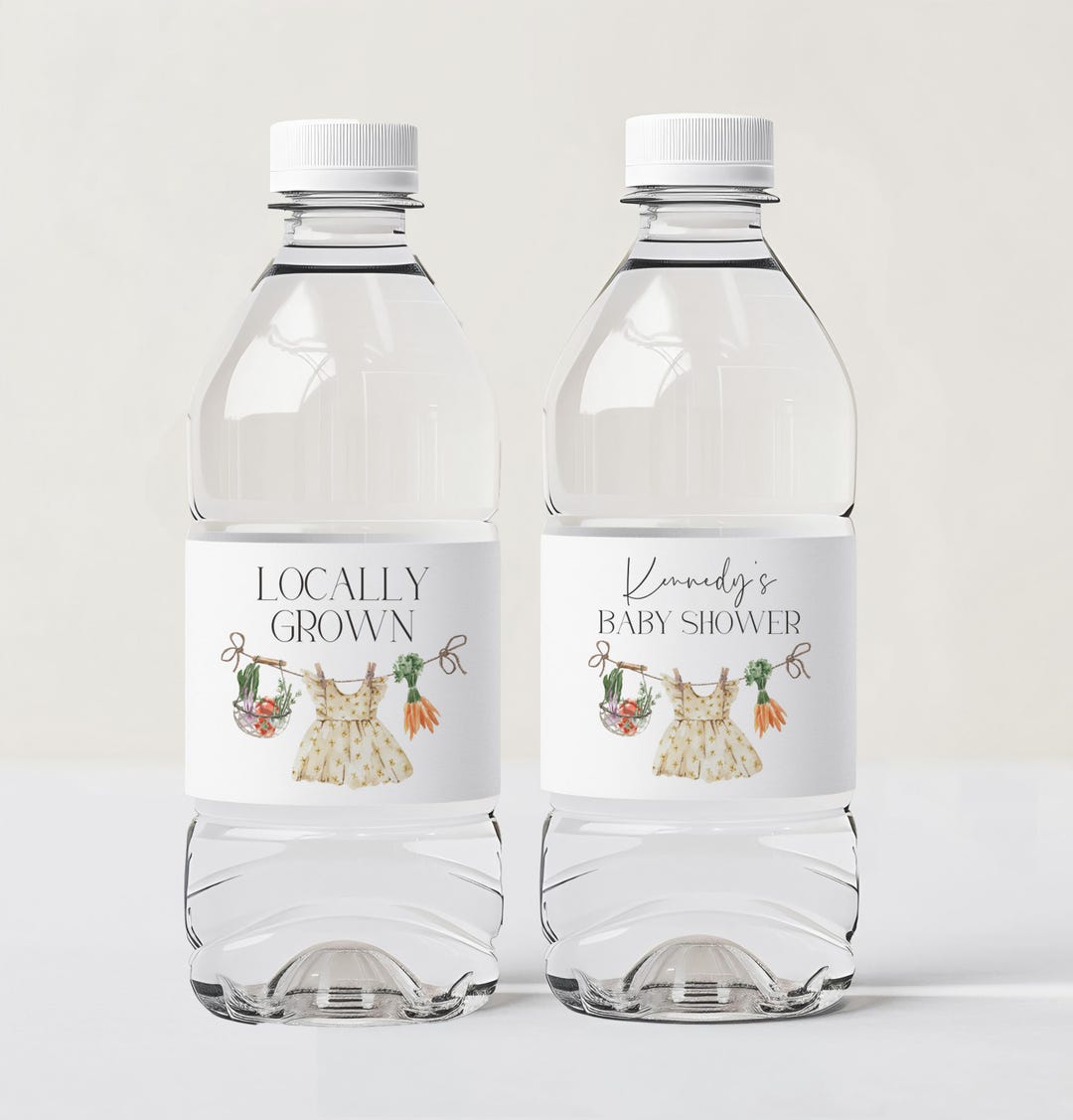 Locally Grown Baby Shower Water Label Template, Farmer's Market Baby ...