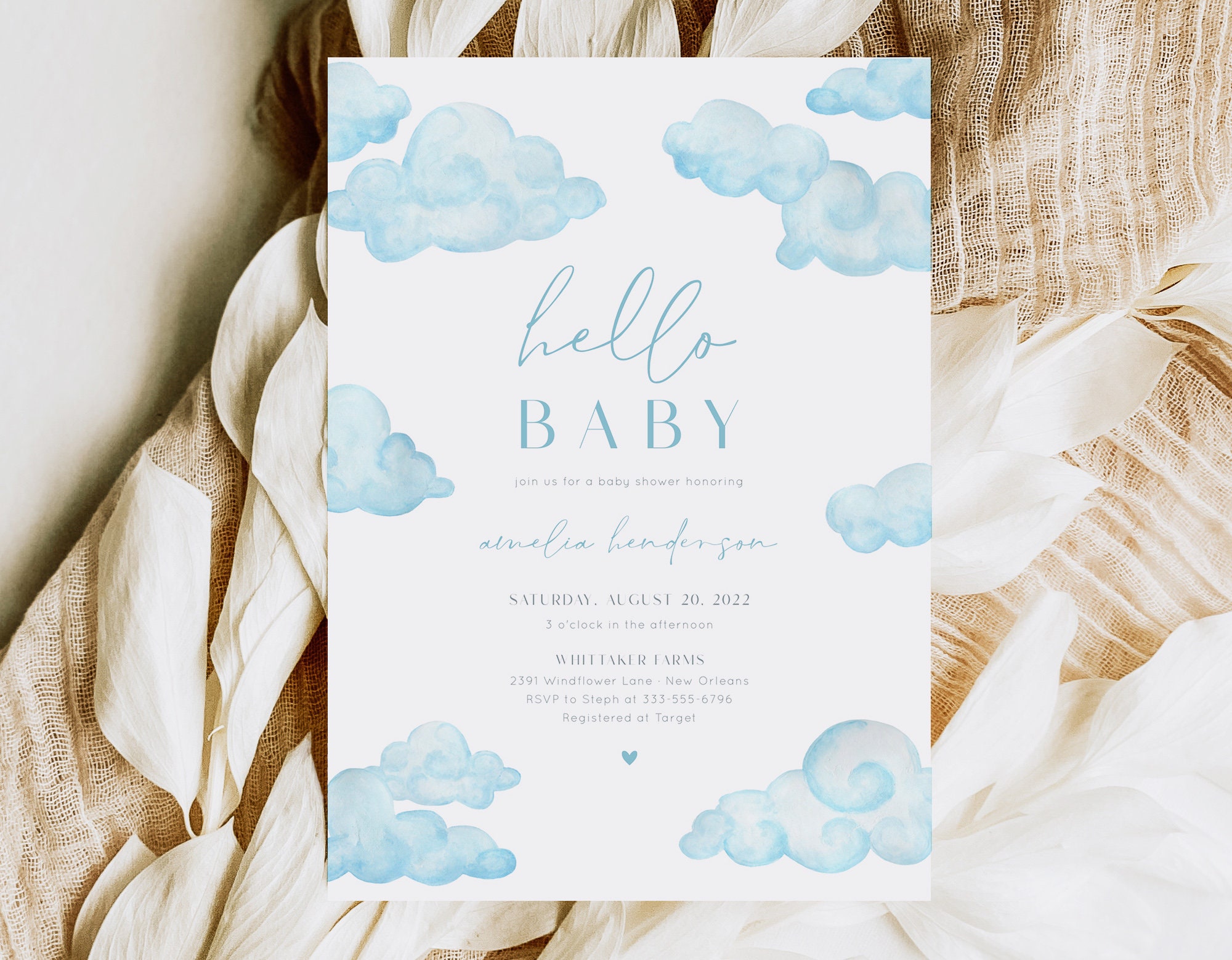 We're on Cloud 9 Baby Shower Invitation Template, Cloud 9 Invitation ...