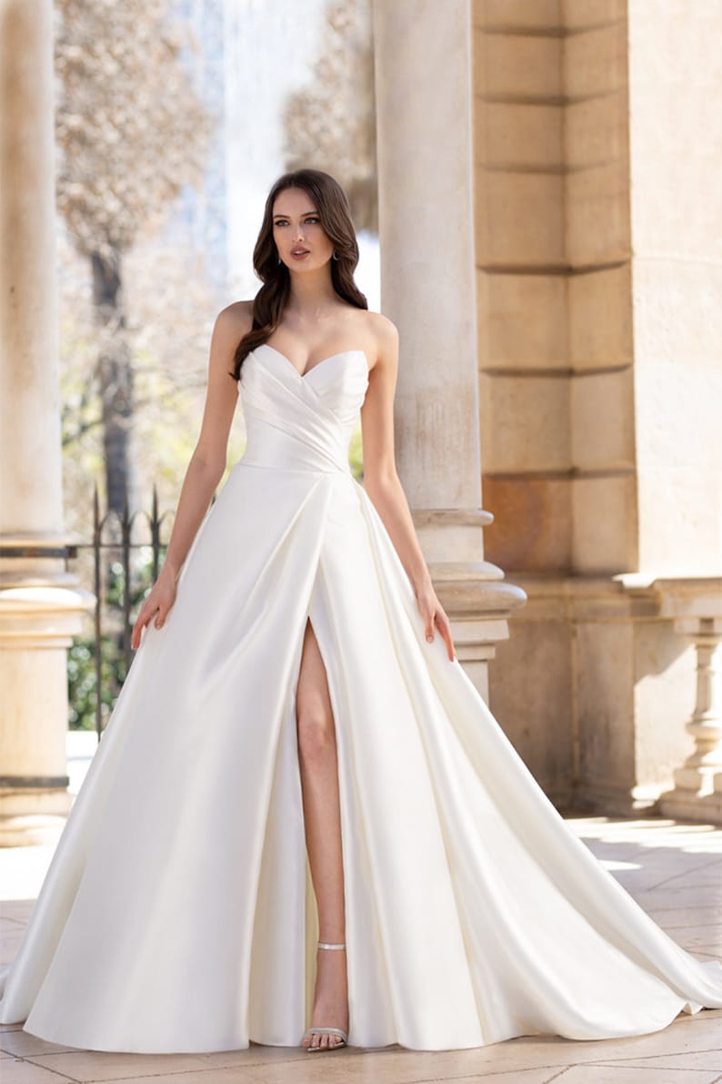Preston Strapless Satin A-line Wedding Dress - Etsy